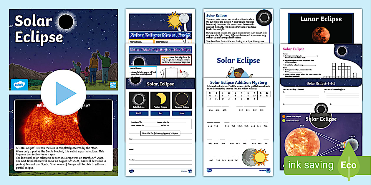 Solar Eclipse Activity Pack (teacher made) - Twinkl