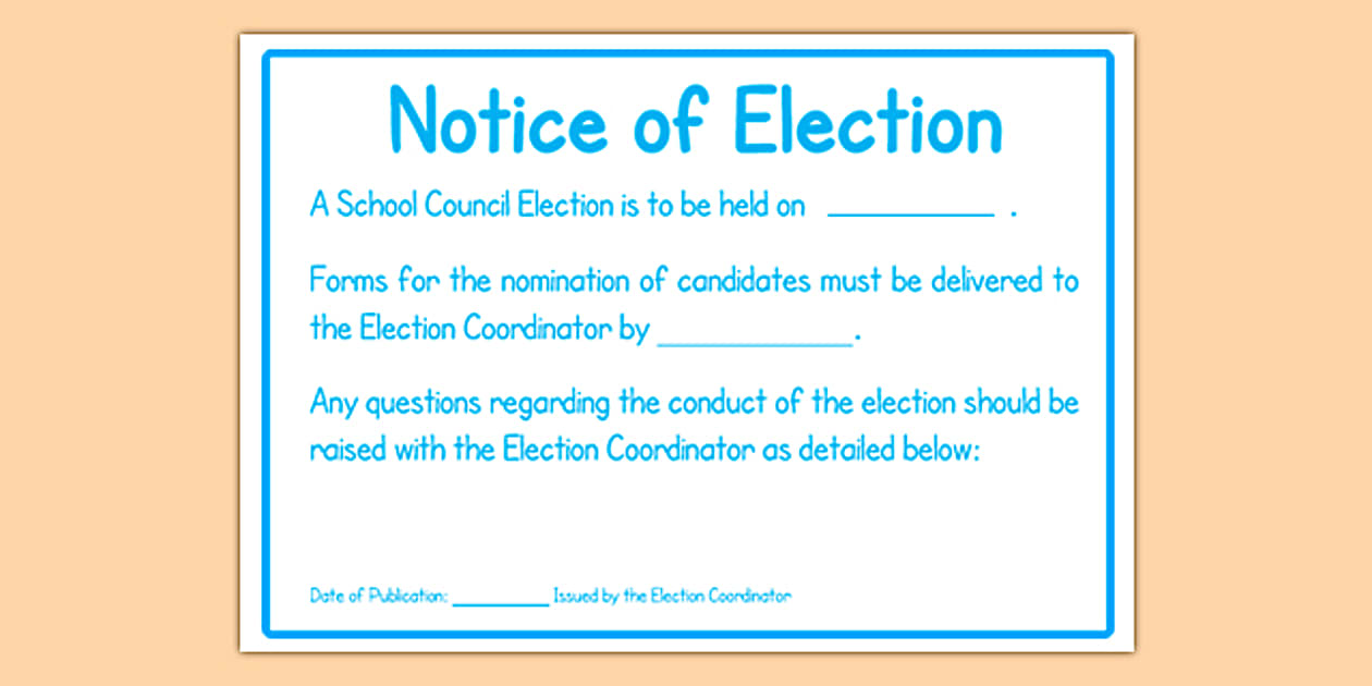 School Council Election Notice of Election Poster - Twinkl
