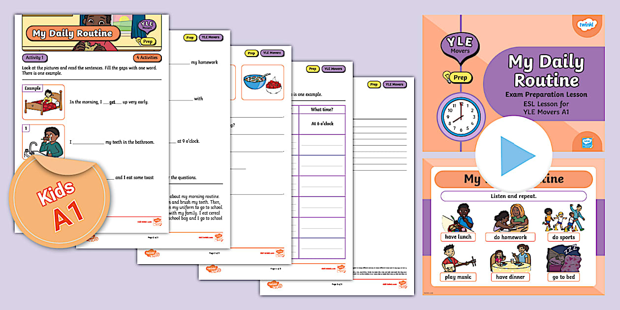 YLE Movers - Prep Lesson (My Daily Routine) [A1] - Twinkl