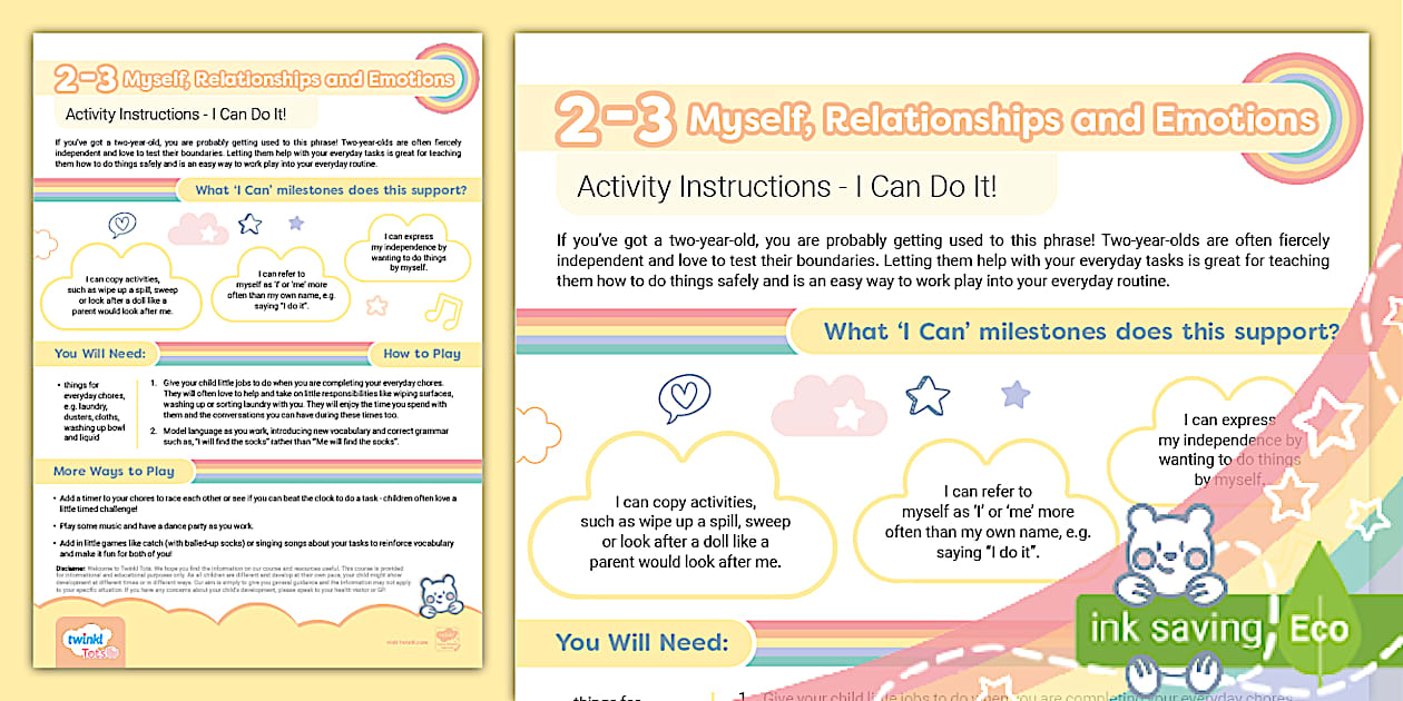 2-3 years Myself Relationships Emotions I Can Do It!