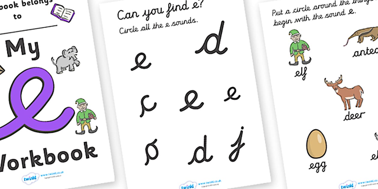 My 'e' Workbook (cursive) (teacher made) - Twinkl