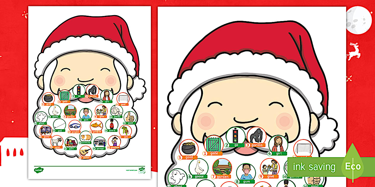 Santa Countdown to Christmas Calendar /g/ Initial Worksheet