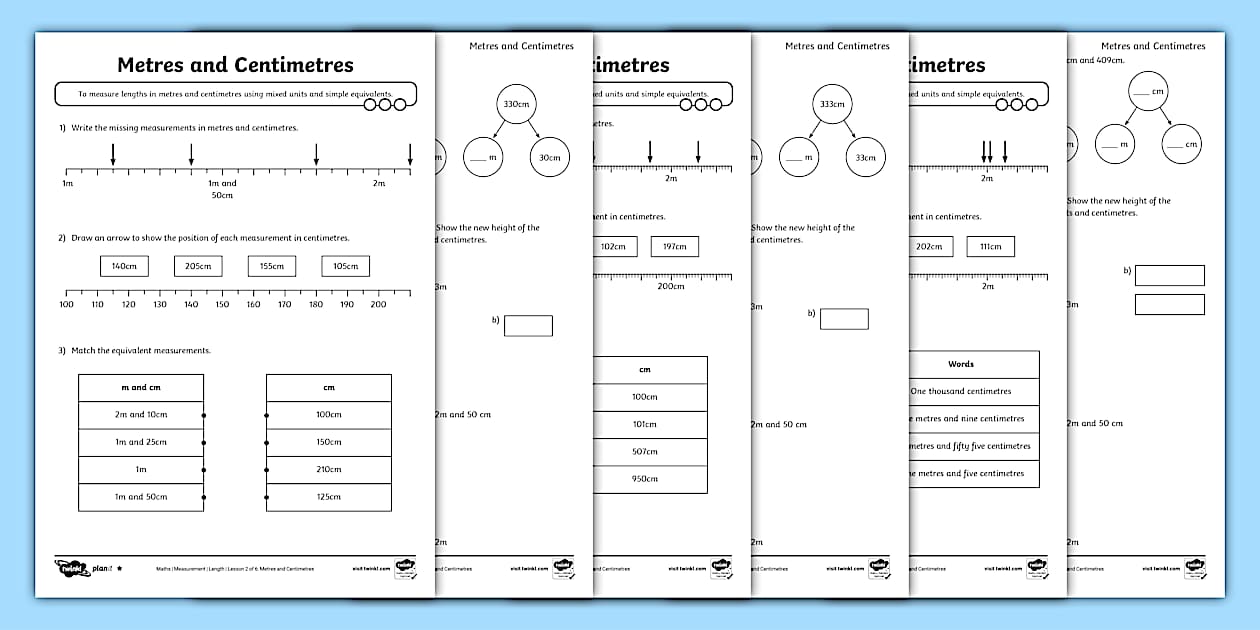 👉 PlanIt Maths Y3 Metres & Centimetres Differentiated Sheets
