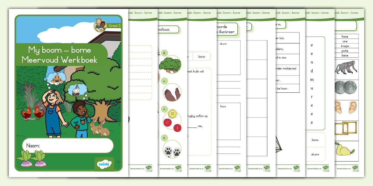 Graad 3 Klanke Werkboek Meervoude boom - bome - Twinkl