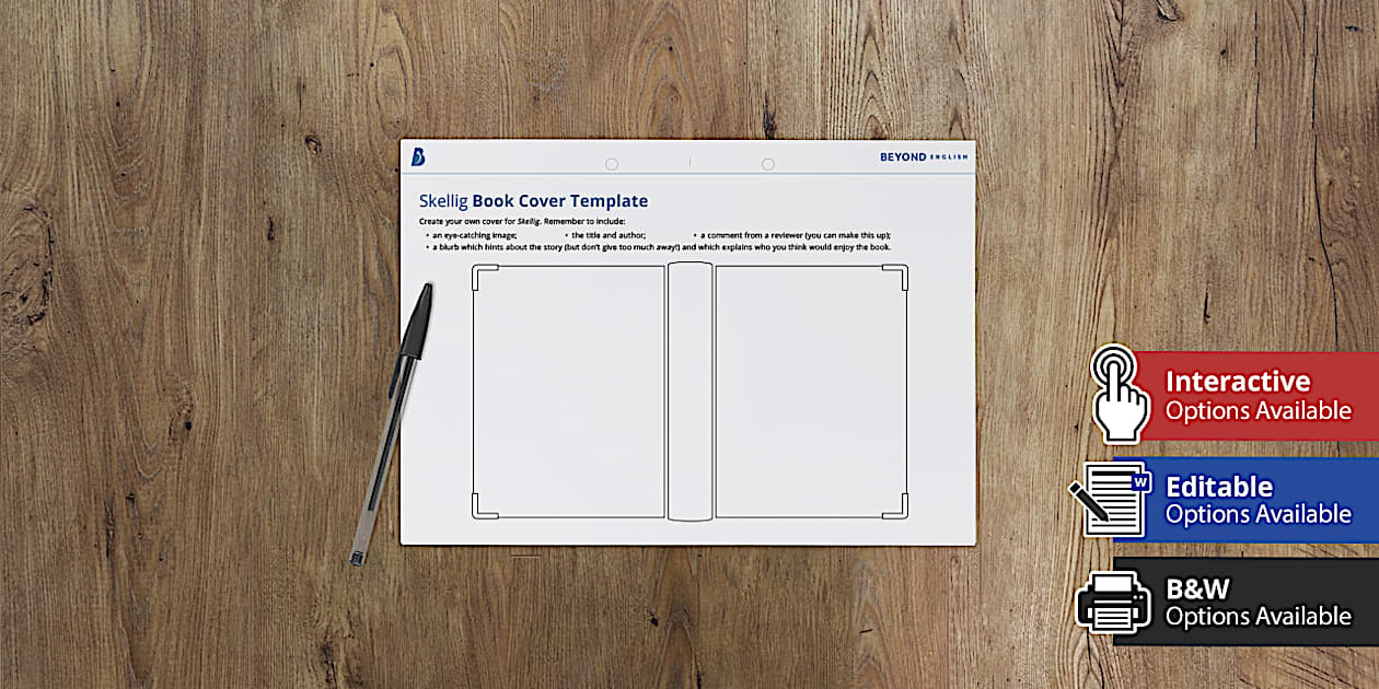 Skellig Book Cover Worksheet (teacher made) - Twinkl