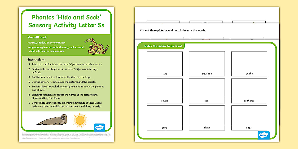 Phonics 'Hide and Seek' Sensory Activity - Letter Ss