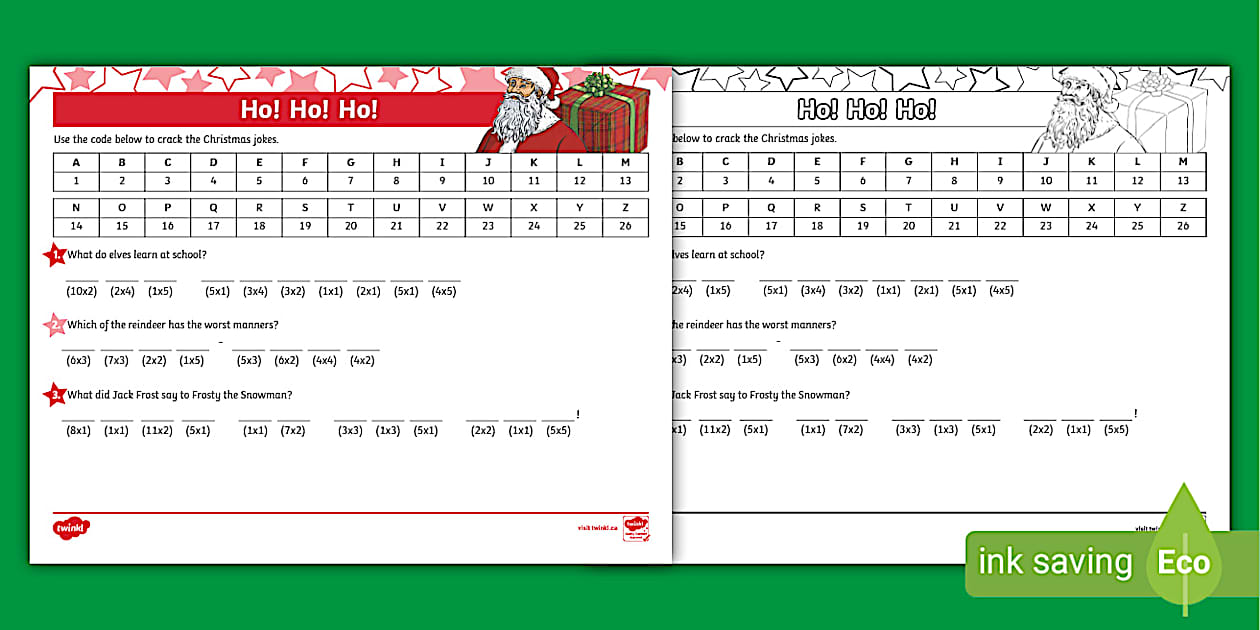 Christmas in Canada Multiplication Code Breaker Activity