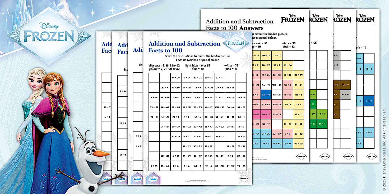 Frozen: Maths Mosaics Worksheets Pack