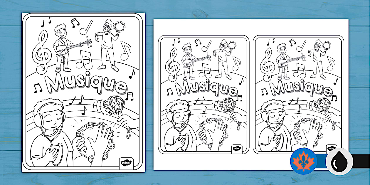Music Unit Page Colouring French (teacher made) - Twinkl