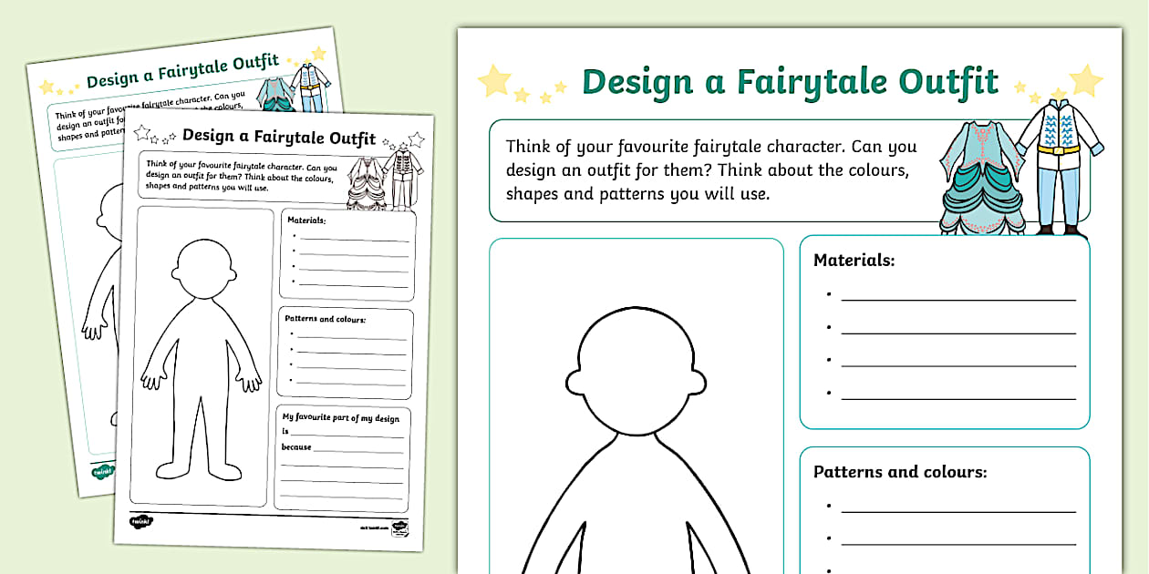 Design a Fairytale Outfit Worksheet (teacher made) - Twinkl