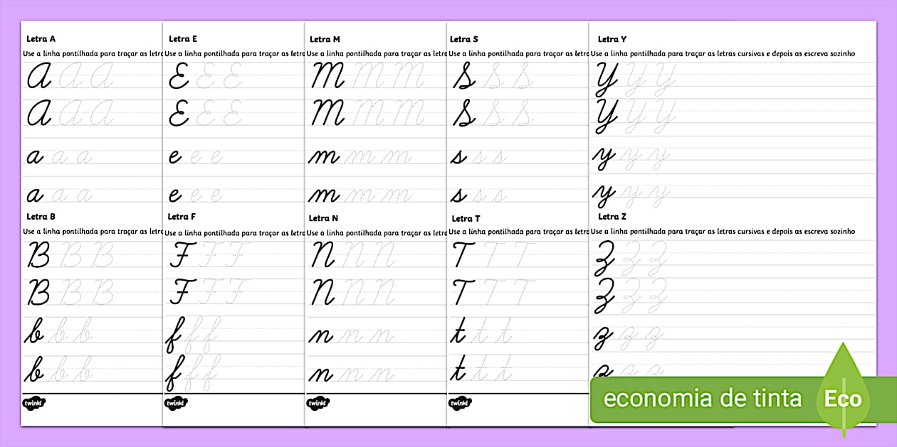 Letras cursivas de A a Z - Caligrafia (teacher made)