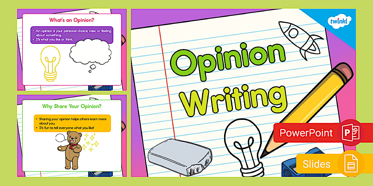Opinion Writing PowerPoint & Google Slides for K-2nd Grade