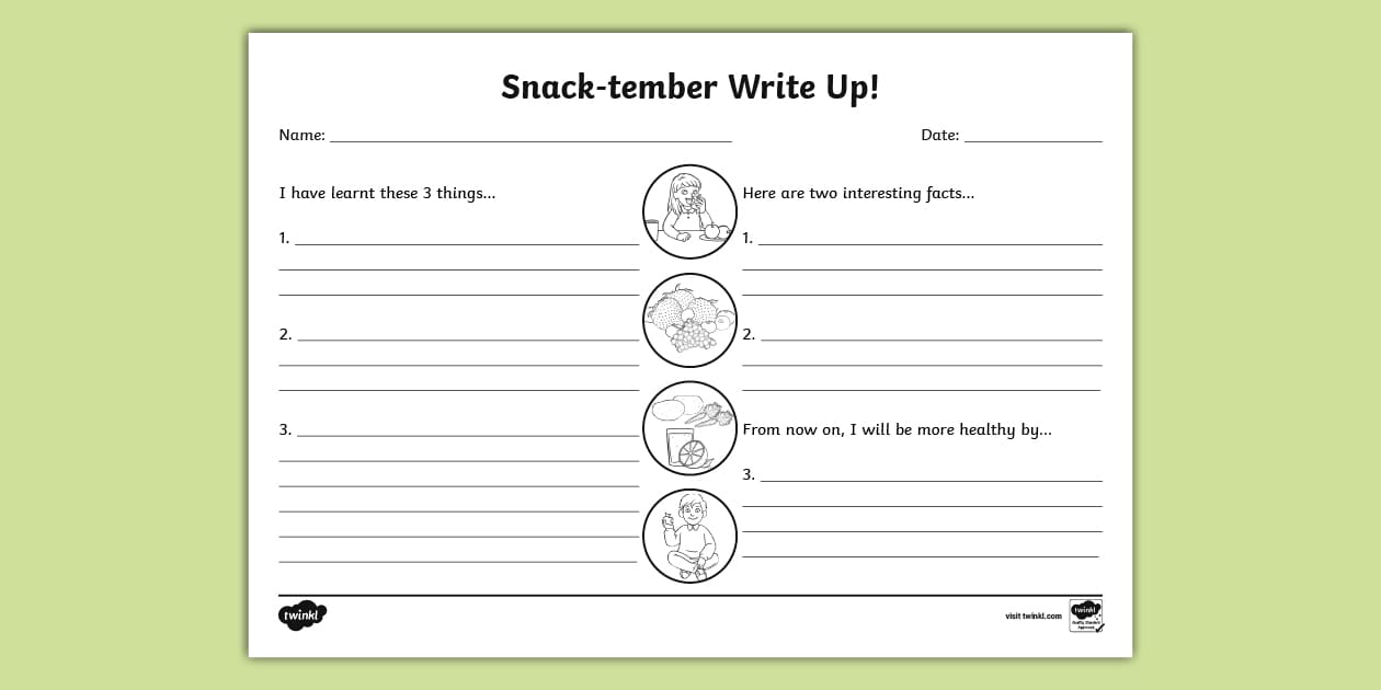 Snack-tember Write Up Worksheet (teacher made) - Twinkl