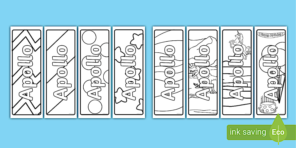 Apollo Name Simple Colouring Bookmarks (Teacher-Made)