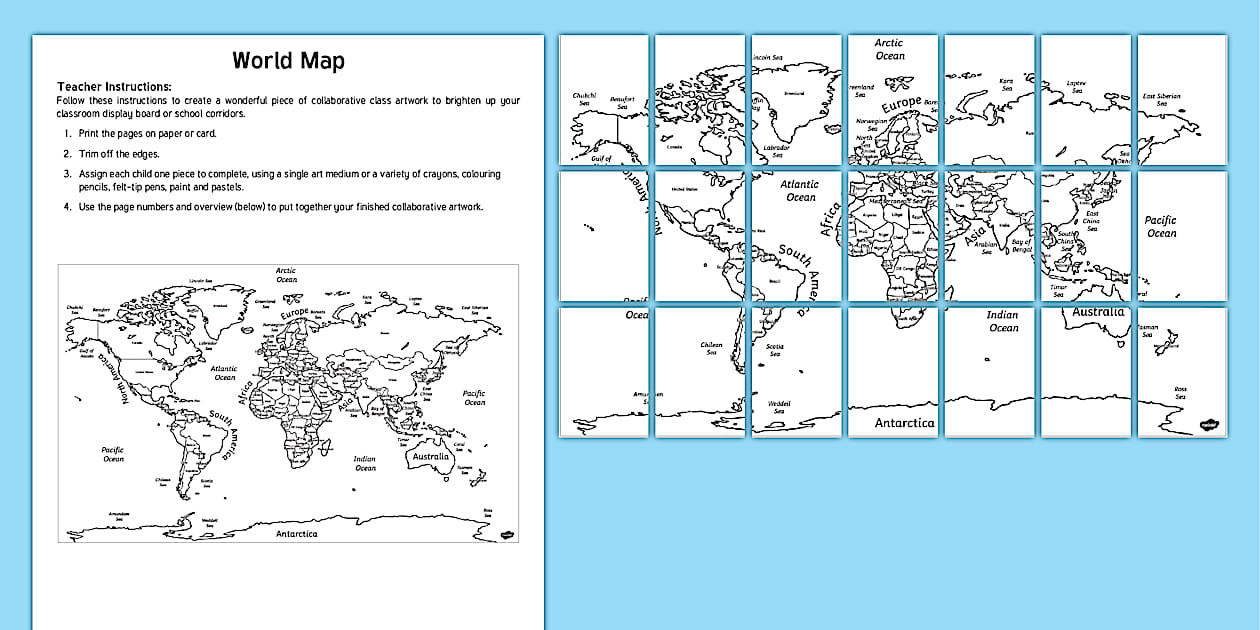 World Map Colouring | Around The World Colouring Activity