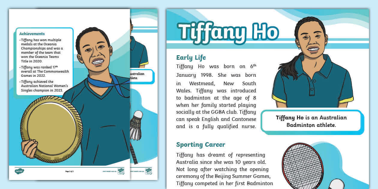Australian Athlete Fact Sheet Tiffany Ho - Twinkl