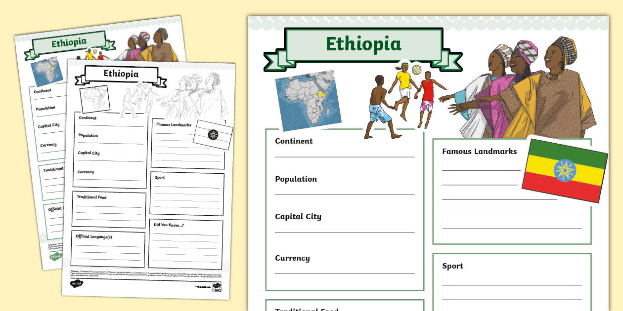 Ethiopia Fact File Template (teacher made) - Twinkl