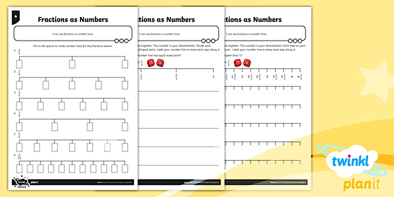 PlanIt Maths Y3 Fractions as Numbers Home Learning - Twinkl