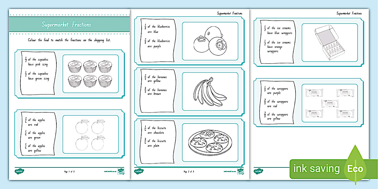 Stage 4 (Phase 1) Halves, Quarters, Thirds and Fifths Colour the Fraction