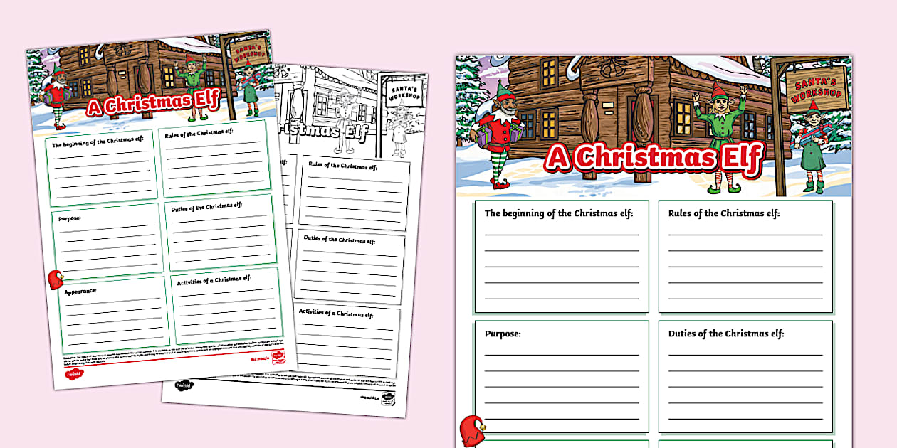 A Christmas Elf Fact File Template (teacher made) - Twinkl