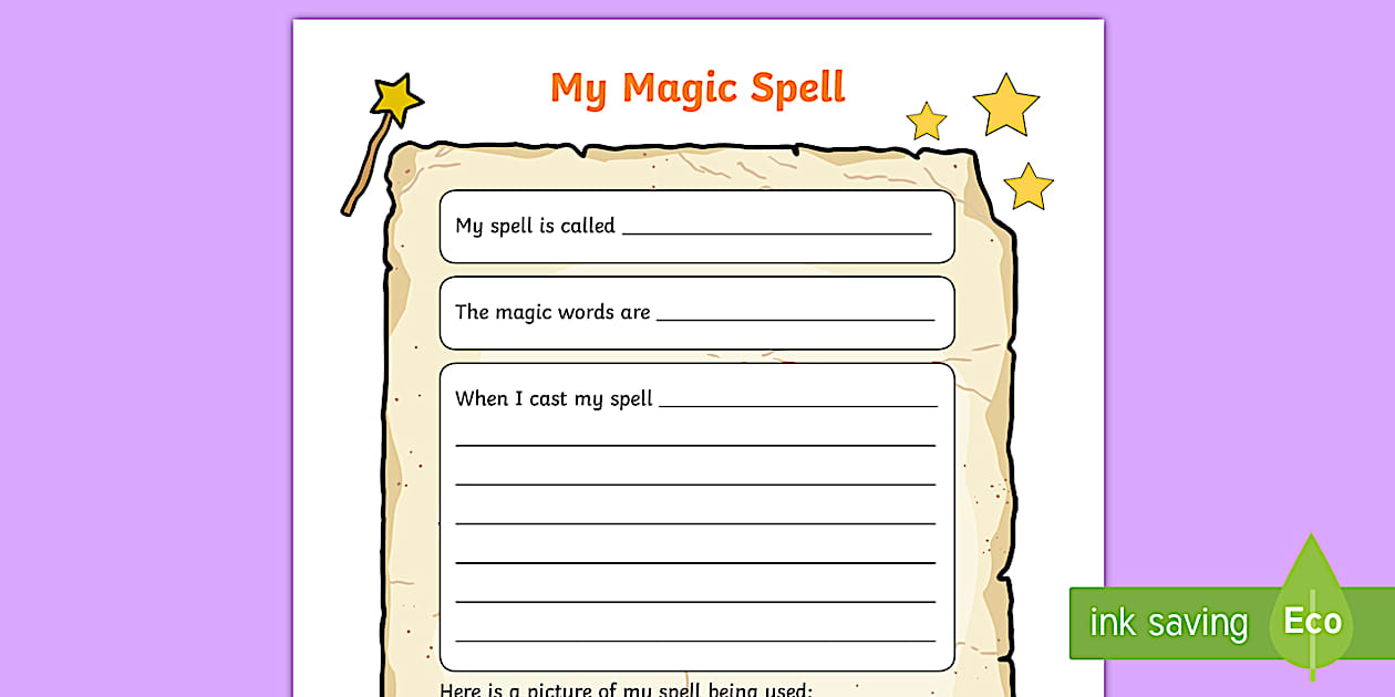 Magic Spell Writing Frames (Teacher-Made) - Twinkl
