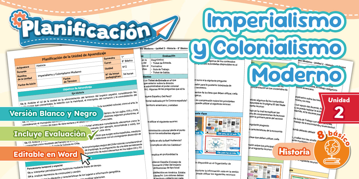 Planificación | Chile Colonial | Unidad 2 | 8º Básico