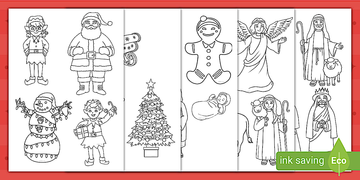 Christmas Stick Puppet Colouring - KS1 - Role Play - Twinkl