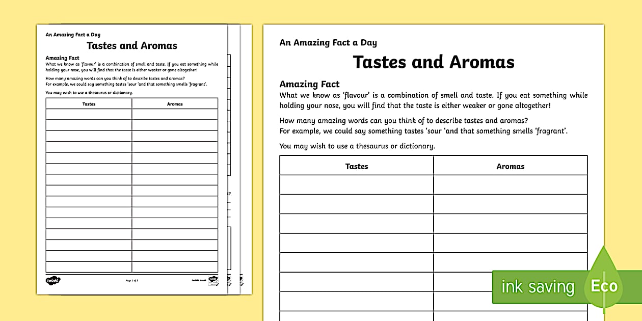 Tastes and Aromas Worksheet / Worksheet (teacher made)