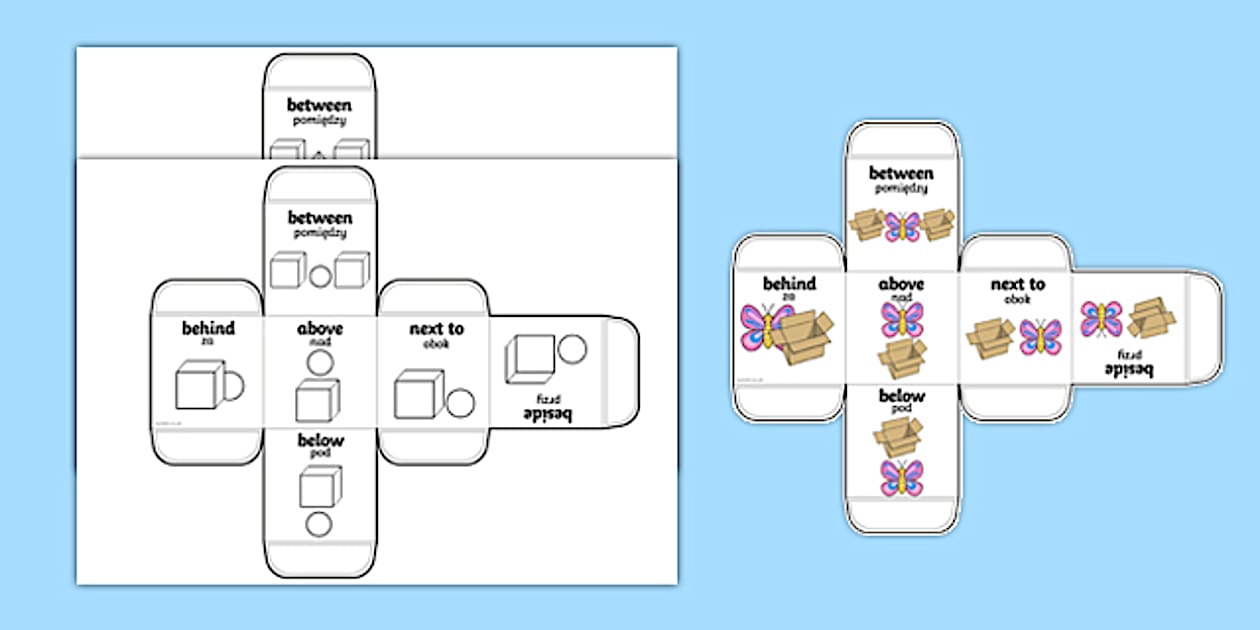 Prepositions Dice 2 Polish Translation (teacher made)