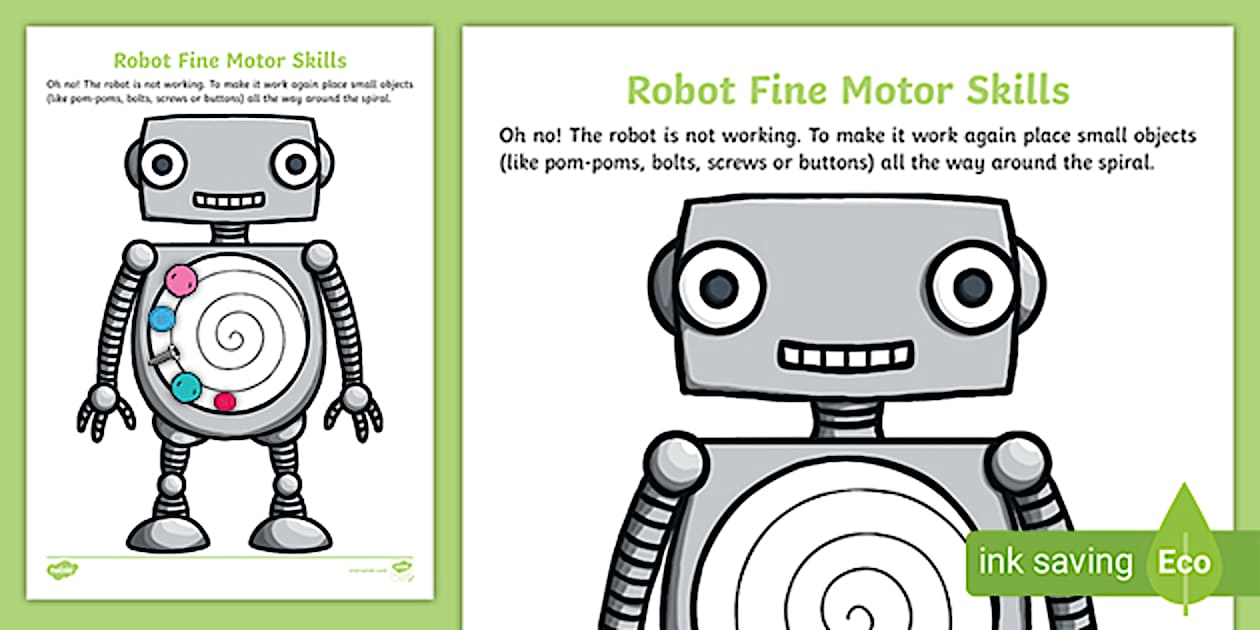 Robot Fine Motor Skills Worksheet (teacher made) - Twinkl