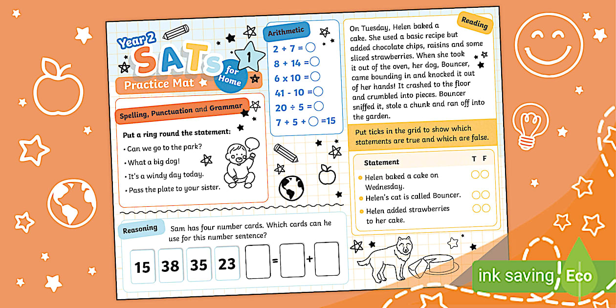 Year 2 SATs Practice Mat for Home 1 (Teacher-Made) - Twinkl
