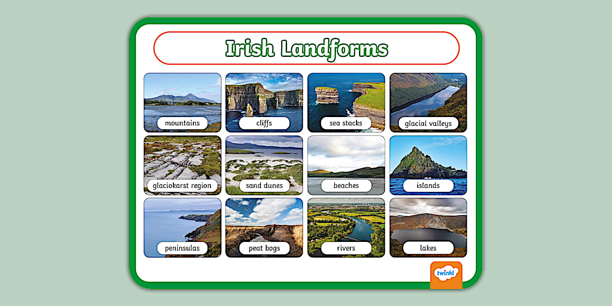 Irish Landforms Photo Display Poster (teacher made) - Twinkl
