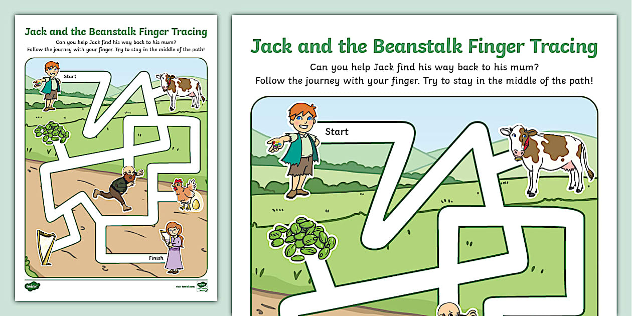 Jack and the Beanstalk Finger Tracing Activity - Twinkl
