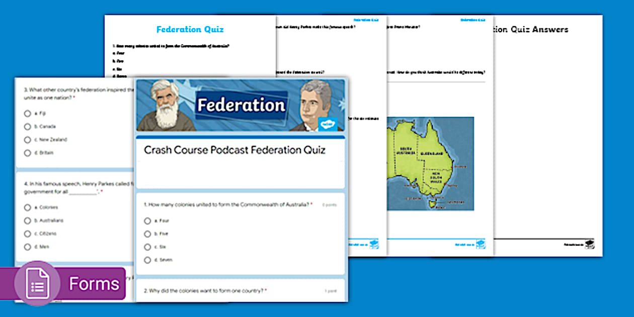 Crash Course Podcast Federation Quiz Google Forms - Twinkl