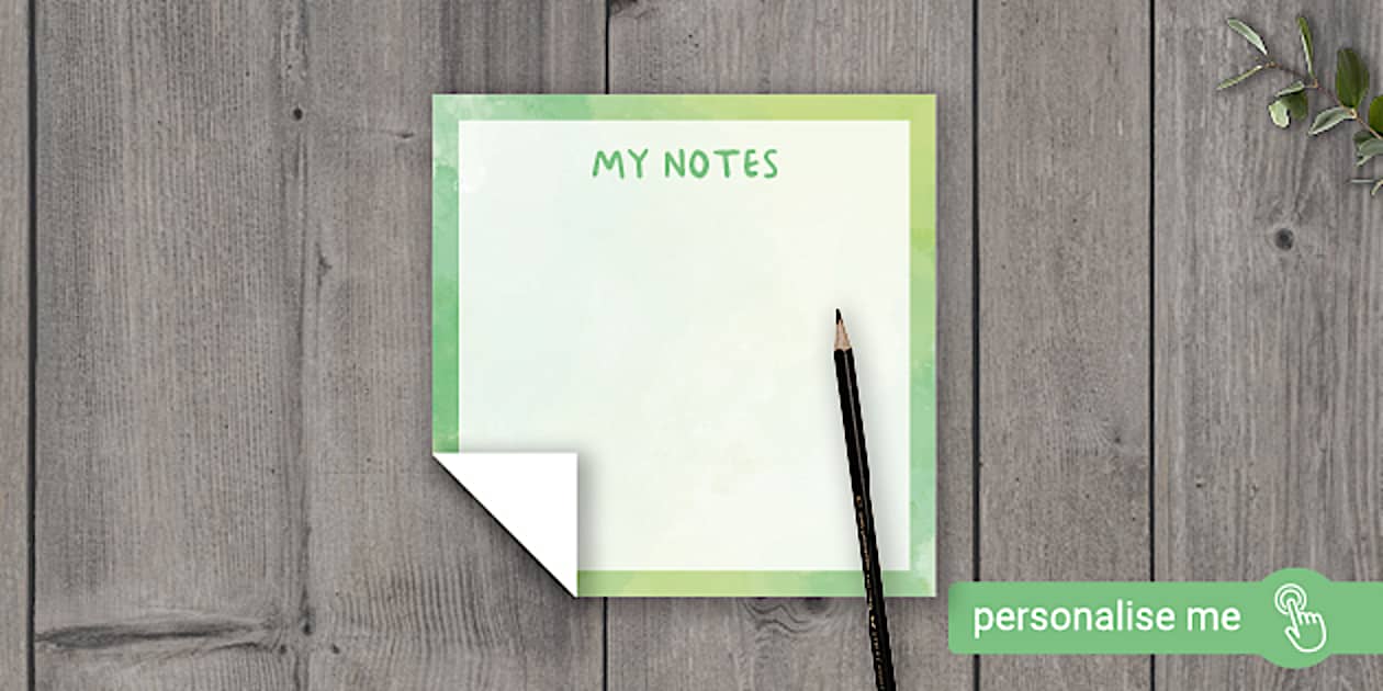 Sea Green Watercolour Sticky Notes (teacher made) - Twinkl