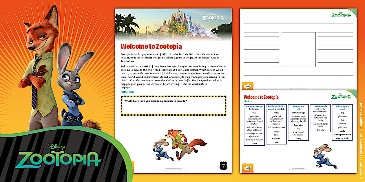 Zootopia: Welcome to Zootopia Persuasive Leaflet Writing