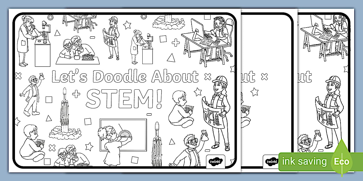 Let's Doodle STEM-Themed Colouring Pages - Twinkl - KS1