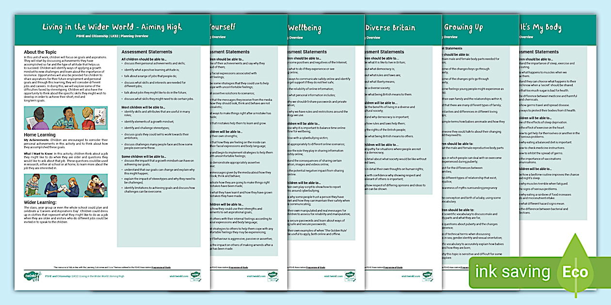 PSHE and Citizenship LKS2 Unit Overviews Pack (teacher made)