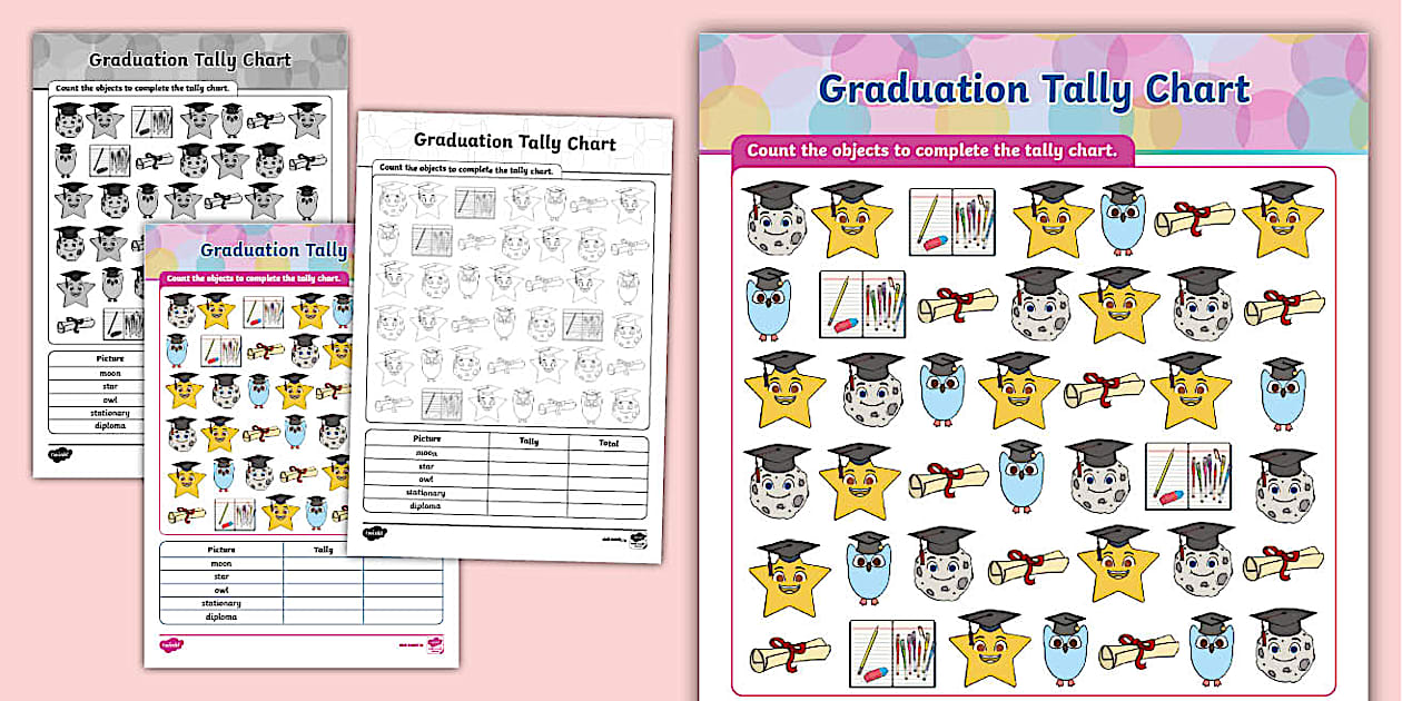 * NEW * Graduation Count and Tally Worksheet - Twinkl