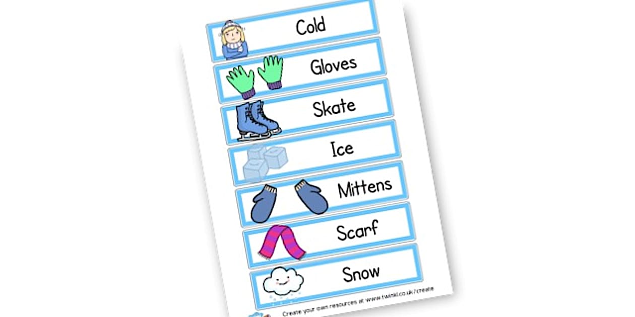 Winter Words Cards (teacher made) - Twinkl