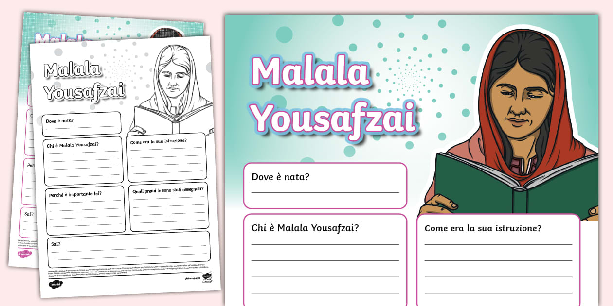 Modello di scheda informativa: Malala Yousafzai - Twinkl