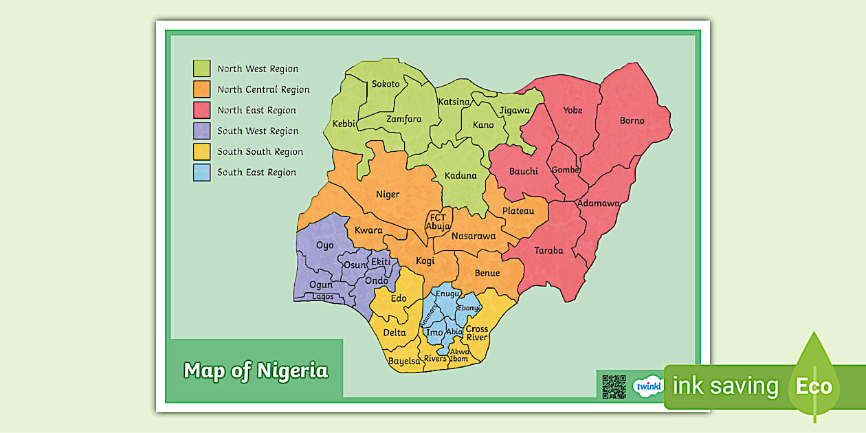 Labelled Map of Nigeria