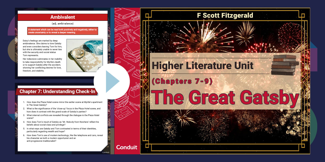 'The Great Gatsby' Unit of Work: Chapters 7-9 (teacher made)