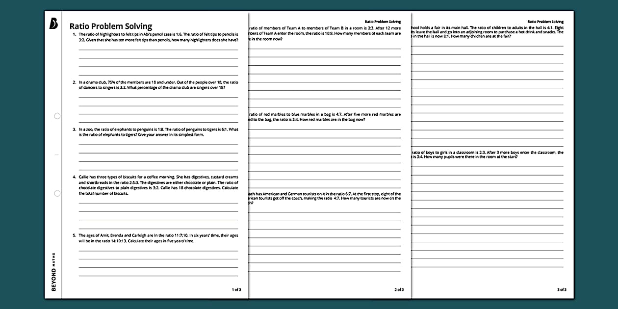👉 Challenging Ratio Worksheet (teacher made) - Twinkl