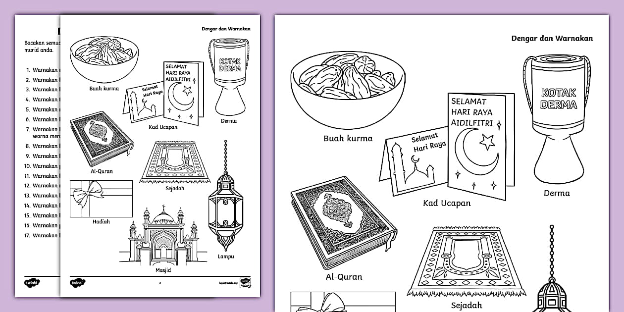 Aktiviti Dengar dan Mewarna Ramadan (teacher made) - Twinkl