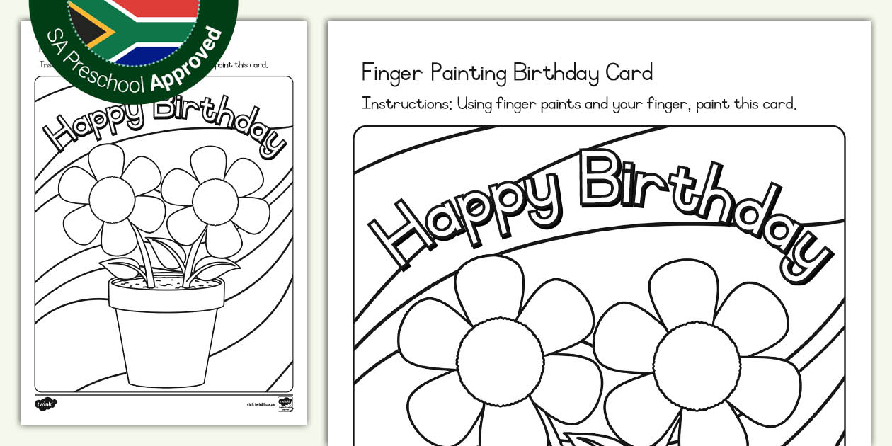 Finger Paint Birthday Card - Twinkl South Africa - Twinkl