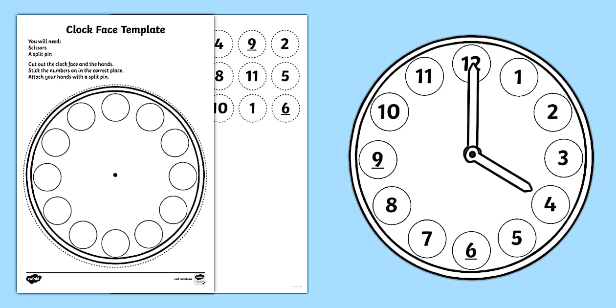 Editable Interactive Clock Face Template - Twinkl