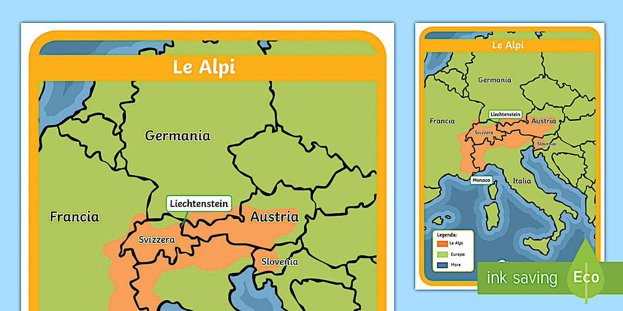 Mappa delle Alpi Poster - Twinkl