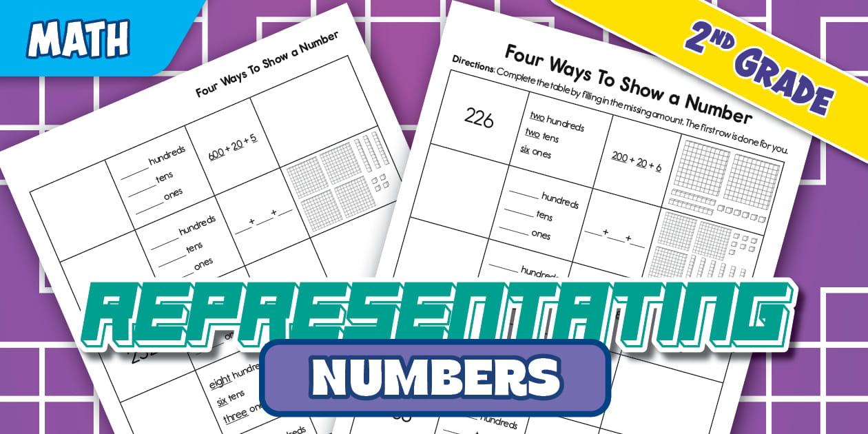 Second Grade Four Ways To Show a Number Worksheet - Twinkl