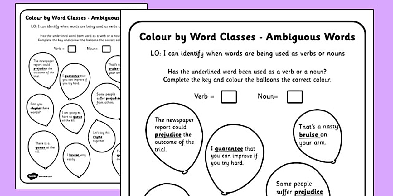 Editable Year 5 and 6 Colour by Word Class Sentences